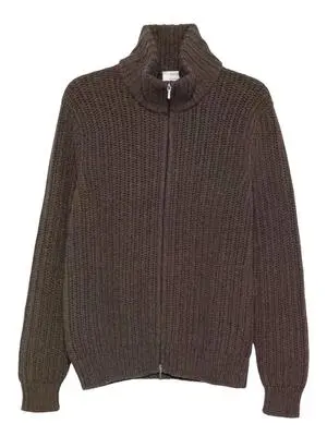 BARBA NAPOLI Ribbed-knit Zip-up Sweater - Brown