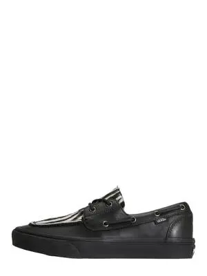 VANS Zebra-print Leather Boat Shoes - Black