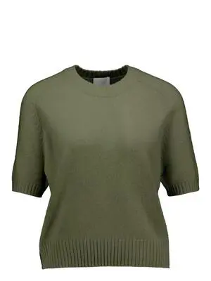 ALLUDE Short-sleeve Crew-neck Top Green