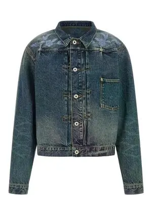 Kenzo Floral-embroidered Denim Jacket - Blue