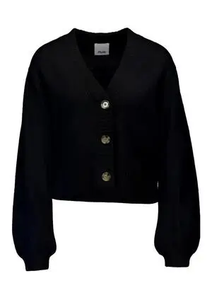ALLUDE V-neck Button-up Cardigan Black