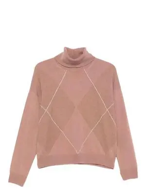PESERICO Argyle-knit Roll-neck Sweater