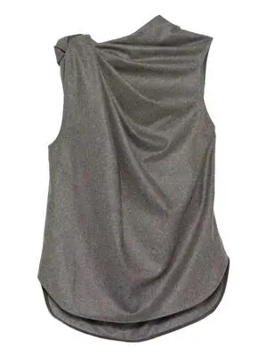 PETAR PETROV Draped Wool Top - Grey