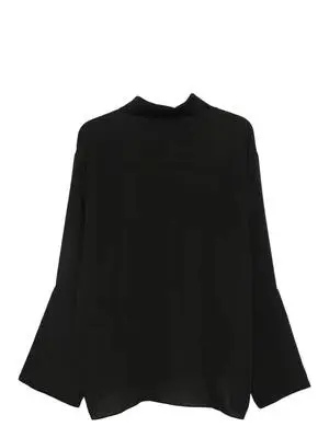 ALAINPAUL Bell-sleeve Polo Top - Black