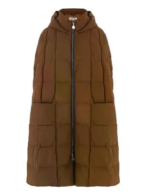 IENKI IENKI Pyramid Quilted Hooded Coat - Brown