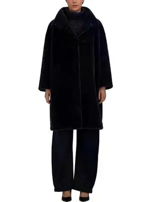 Herno Faux-fur High-collar Coat - Blue