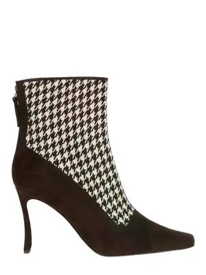 Manolo Blahnik Gosta Houndstooth Ankle Boots - Brown