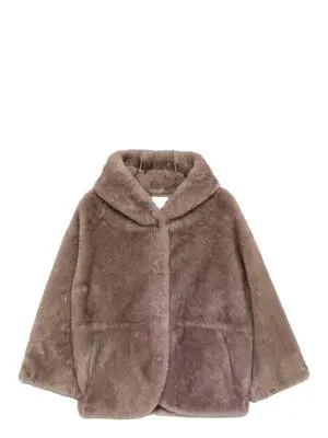 CENERE GB Hooded Faux-fur Coat - Neutrals