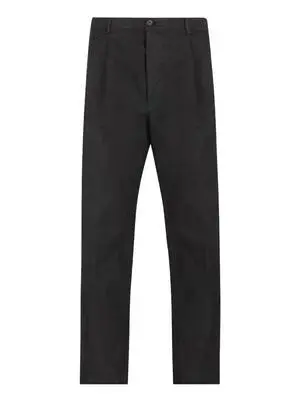 MASSIMO OSTI STUDIO Pleated Straight-leg Trousers - Black