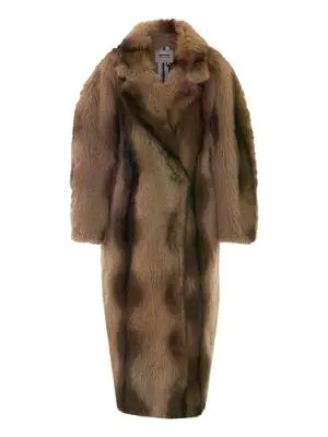 SWORD 6644 Faux-fur Double-breasted Coat - Brown