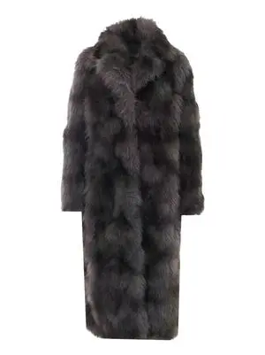 SWORD 6644 Shearling-texture Notch-lapel Coat - Grey