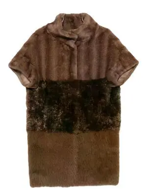 CENERE GB Faux-fur Panelled Coat - Brown