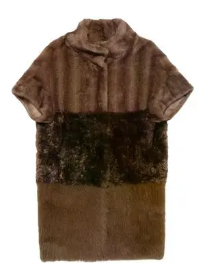 CENERE GB Faux-fur Panelled Coat - Brown