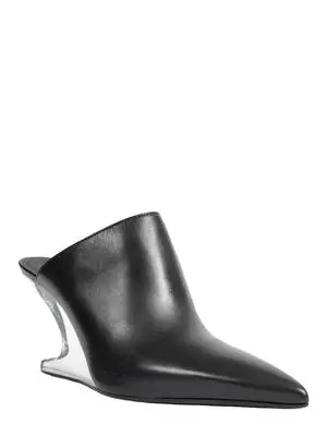 Rick Owens Sharp Cantilever Leather Heeled Mules - Black