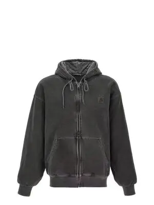 Carhartt Work In Progress Logo-patch Zip-up Hoodie - Grey