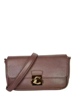 COCCINELLE Medium C-me Lock Logo-plaque Pebbled Shoulder Bag Red