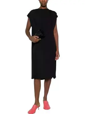 LANVIN Bow-detail Pleated Midi Dress - Black