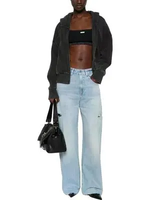 ICON DENIM LOS ANGELES Poppy Distressed Wide-leg Jeans - Blue