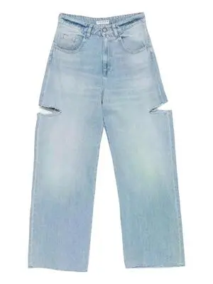 ICON DENIM LOS ANGELES Poppy Distressed Wide-leg Jeans - Blue