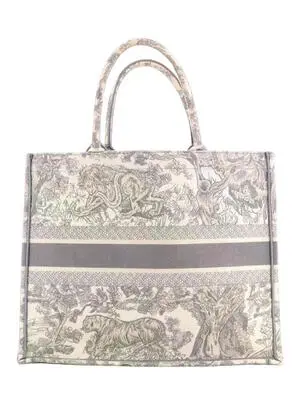 Dior Book Embroidered Canvas Large Tote Bag - Grey