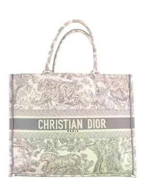 Dior Book Embroidered Canvas Large Tote Bag - Grey