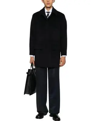 LARDINI Peggy Concealed-front Virgin Wool Coat - Black