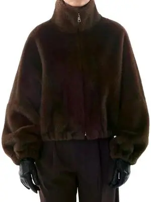 GIOVANNI PARIS Faux-fur Bomber Jacket - Brown