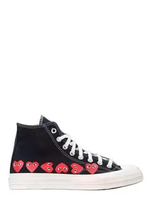 Comme Des Garçons X Converse Chuck 70 Hi Heart-print Sneakers - Black