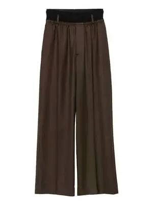 ALAINPAUL Layered-waistband Wide-leg Trousers - Brown