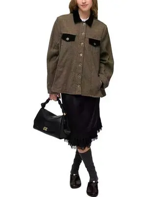 GANNI Overshirt In Neppy Denim - Brown