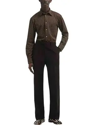 WALES BONNER Modernist Jacquard-knit Shirt - Brown