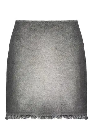 Avant Toi Fringed Herringbone Mini Skirt - Grey