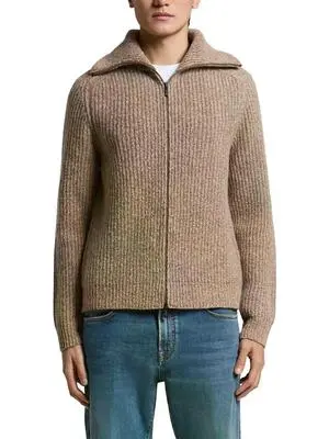 Peserico Ribbed-knit Zip-up Cardigan - Neutrals