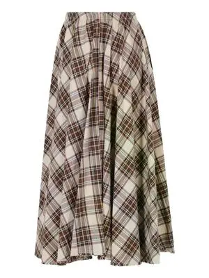 DEPARTMENT 5 Alice Check Frayed-hem Midi Skirt - Neutrals