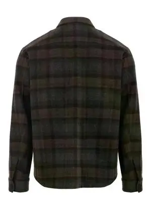 Vince Check-pattern Wool-blend Shirt - Green