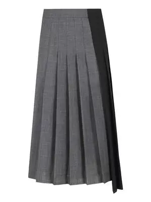DEPARTMENT 5 Pleated Prince Of Wales Check Midi Skirt - Grey