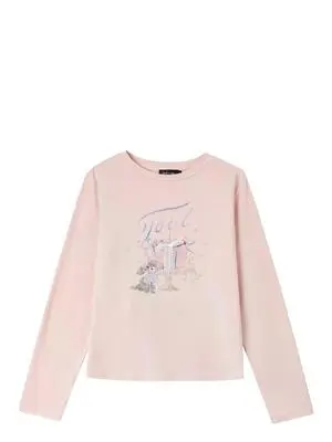 TOUT A COUP Graphic-print Long-sleeve T-shirt Pink