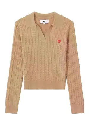 CHOCOOLATE Cable-knit Heart-patch Sweater - Neutrals