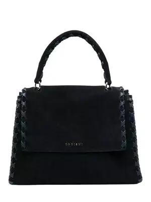 Orciani Braided-trim Suede Tote Bag - Black