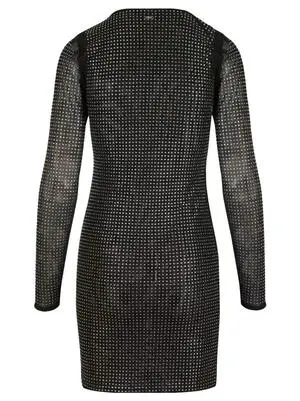 Dkny Stud-embellished Mesh Mini Dress - Black