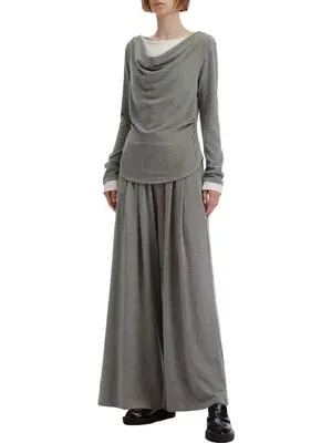 TOUT A COUP Cowl-neck Pleated-detail Trouser And Sweatshirt Set - Grey