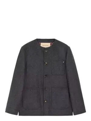 Valentino Garavani Vlogo Collarless Shirt - Grey