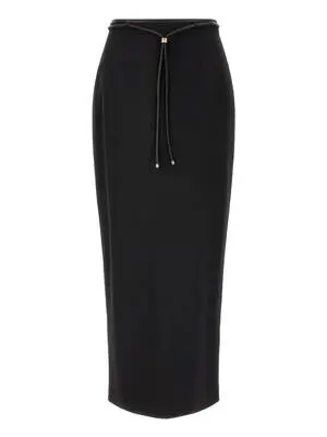 Agnona Belted High-waisted Midi Skirt - Black