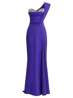 GEMY MAALOUF Crystal-embellished Draped Corset Dress - Purple