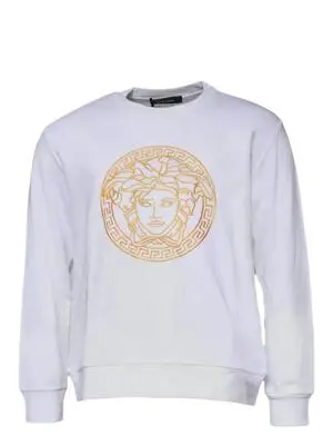 Versace Medusa-embroidered Crew-neck Sweater - White