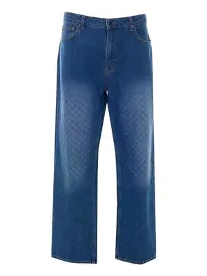 DAILY PAPER Monogram-pattern Wide-leg Jeans - Blue