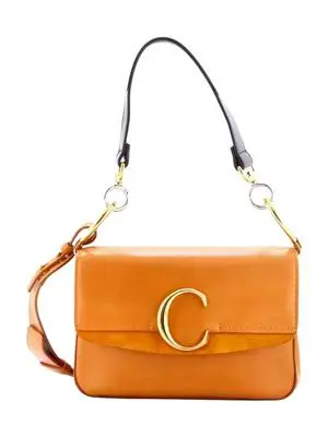 Chloé C Double Carry Bag Leather Small Crossbody Bag Brown