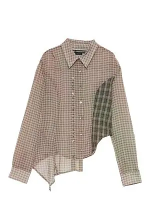 Andersson Bell Check-pattern Asymmetric Shirt - Neutrals
