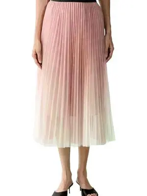 Karl Lagerfeld Pleated Mesh Midi Skirt - Pink