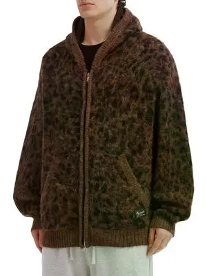 FIVE CM Leopard-pattern Zip-up Hoodie - Brown